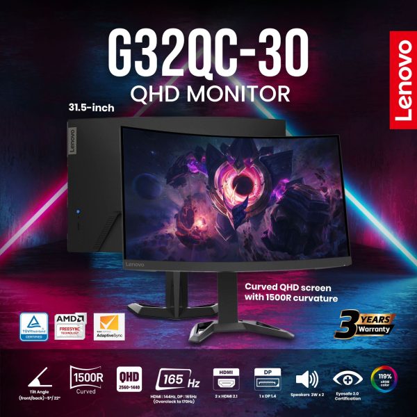 Lenovo G32qc-30 Gaming Monitor – Netmore Technology (pvt) Ltd